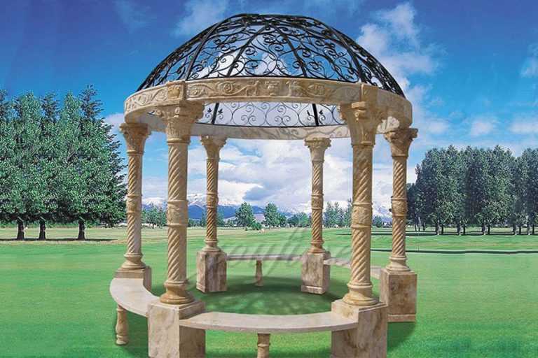 Classic Roman Style Beige Marble Column Gazebo Supplier MOKK-638 ...
