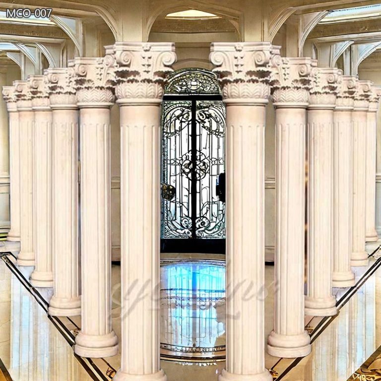 Hand Carved Exquisite White Marble Column