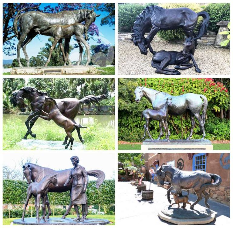 Lifesize Bronze Mare and Foal Statue for Garden-YouFine