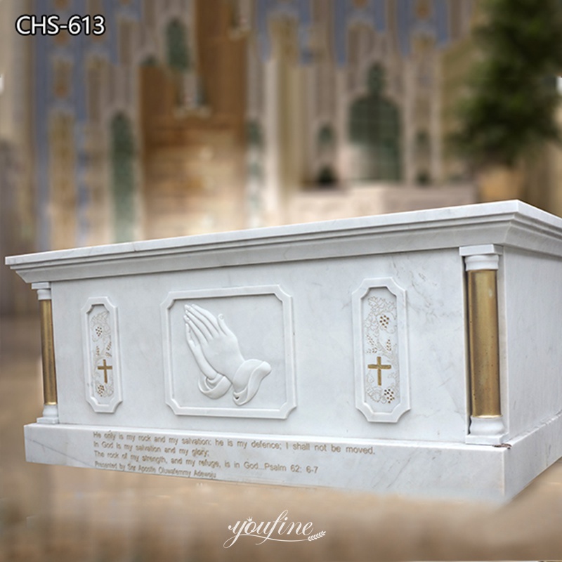 Catholic Church Custom White Marble Altar Table with Hands-YouFine ...