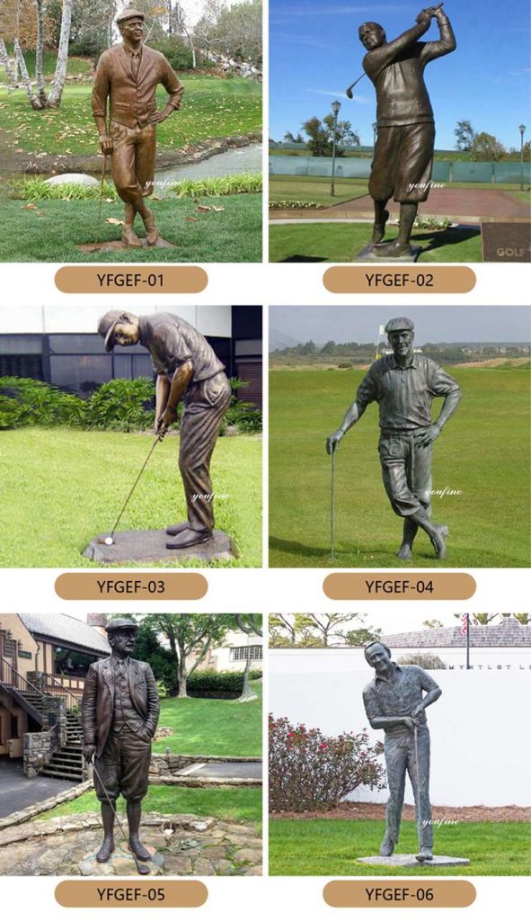 Leisurely life size outdoor bronze golf garden statue - YouFine Sculpture