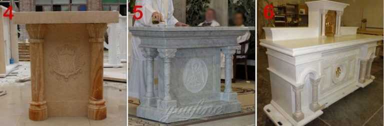 Catholic Church Custom White Marble Altar Table with Hands-You Fine Sculpture