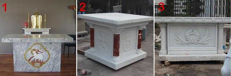 Catholic Church Custom White Marble Altar Table with Hands-YouFine Sculpture