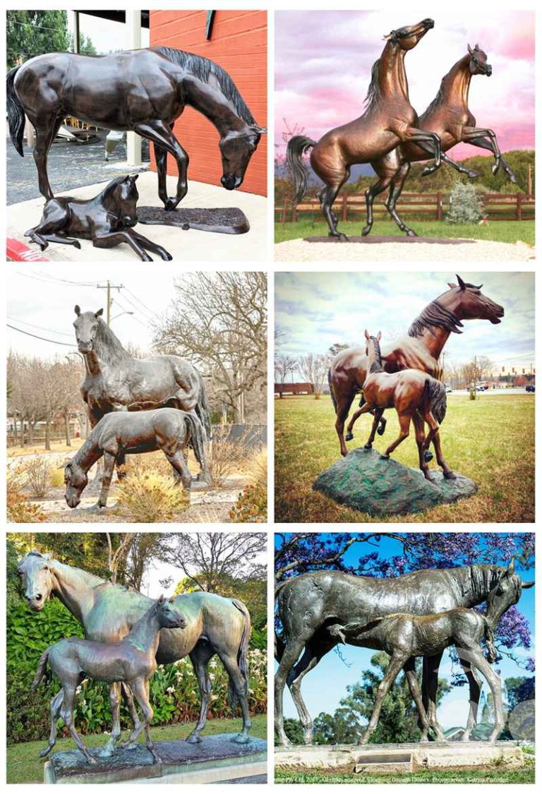 Lifesize Bronze Mare and Foal Statue for Garden-YouFine