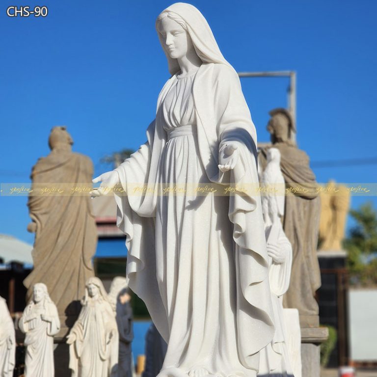 Beautiful White Marble Stone Virgin Mary Sculpture