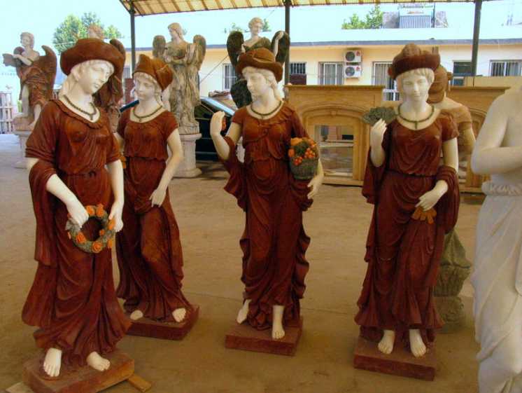 4 Piece Goddesses of four seasons statues with flowers for garden decor ...