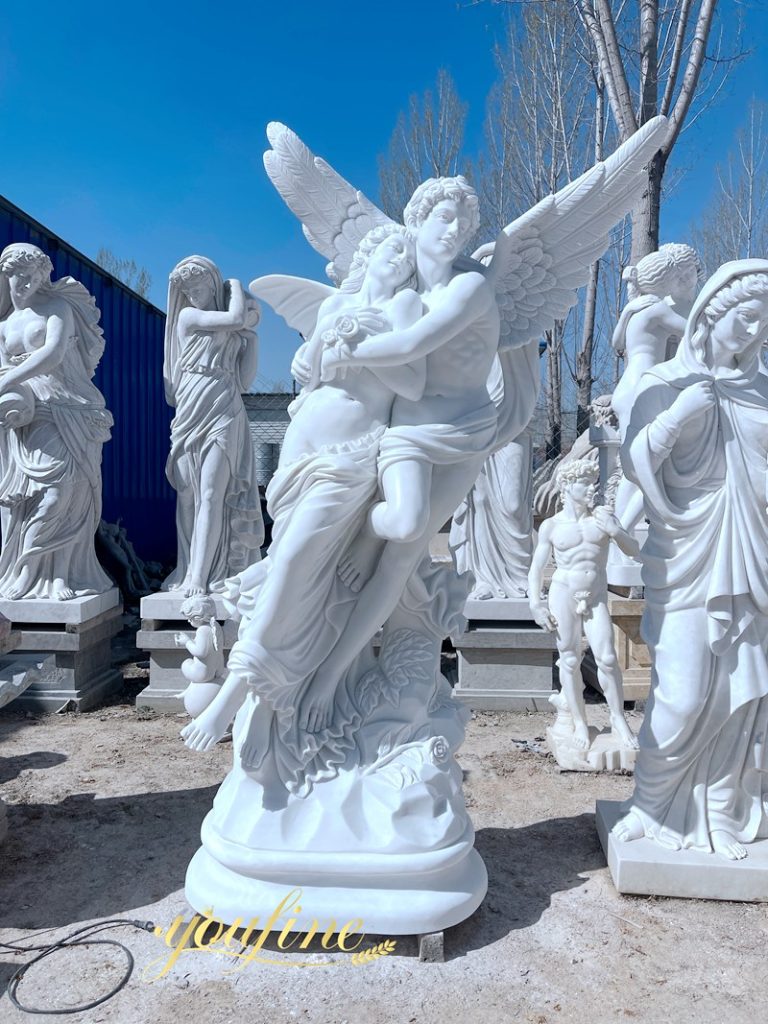 Outdoor Angel Marble Statue of Cupid and Psyche
