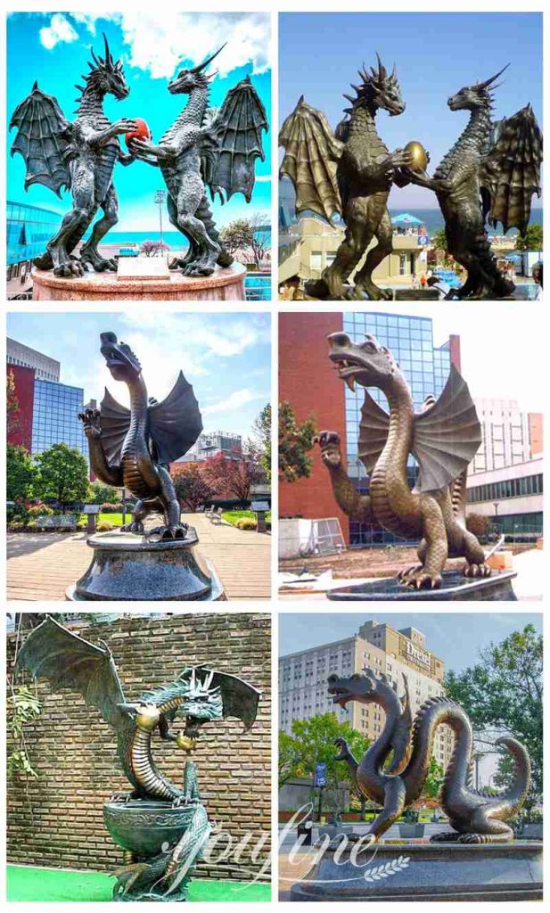 Outdoor Bronze Dragon Statues Water Garden Features for Sale BOK-620