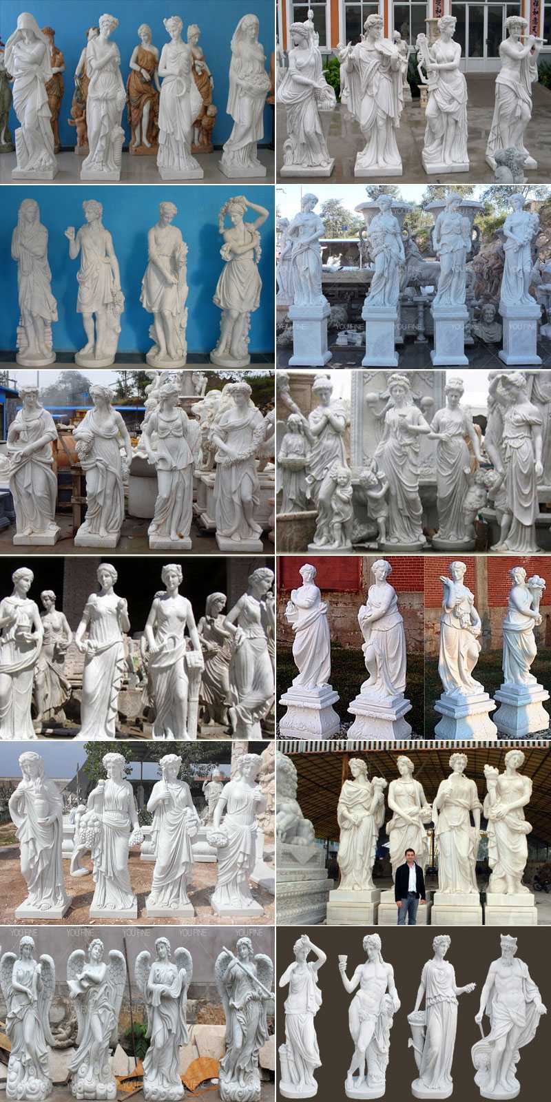 Outdoor Hand Carved Stone Four Season Statues/Sculptures For Garden ...