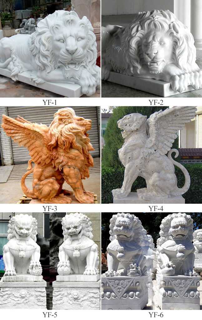 Customize Pair of Lion Statues Stone Lion Statues for Driveway ...