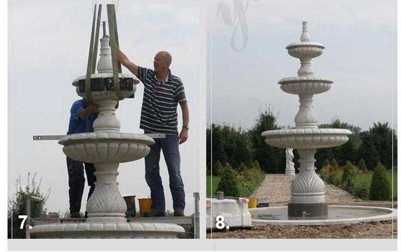 Outdoor pure white marble tiered water horse fountains for sale MOK-126 ...