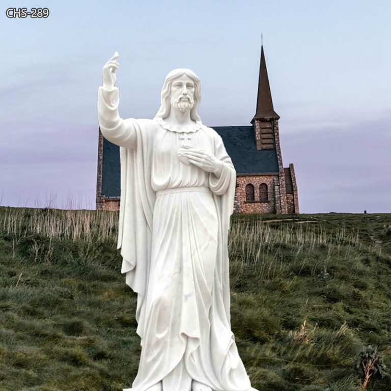 Life Size Sacred Heart of Jesus Christ Statue White Marble Sculpture ...