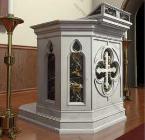 Hand Carved Modern Church Pulpit Design in Natural White Marble CHS-358 ...