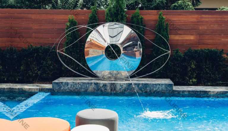 Contemporary Outdoor Metal Sculpture for Swimming Pool Decor