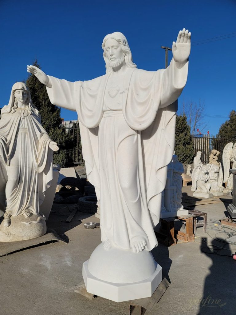 life size outdoor catholic statue kneeling in prayer Jesus statue for ...