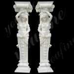 Beige Greek Marble Female Statue Pillar - YouFine
