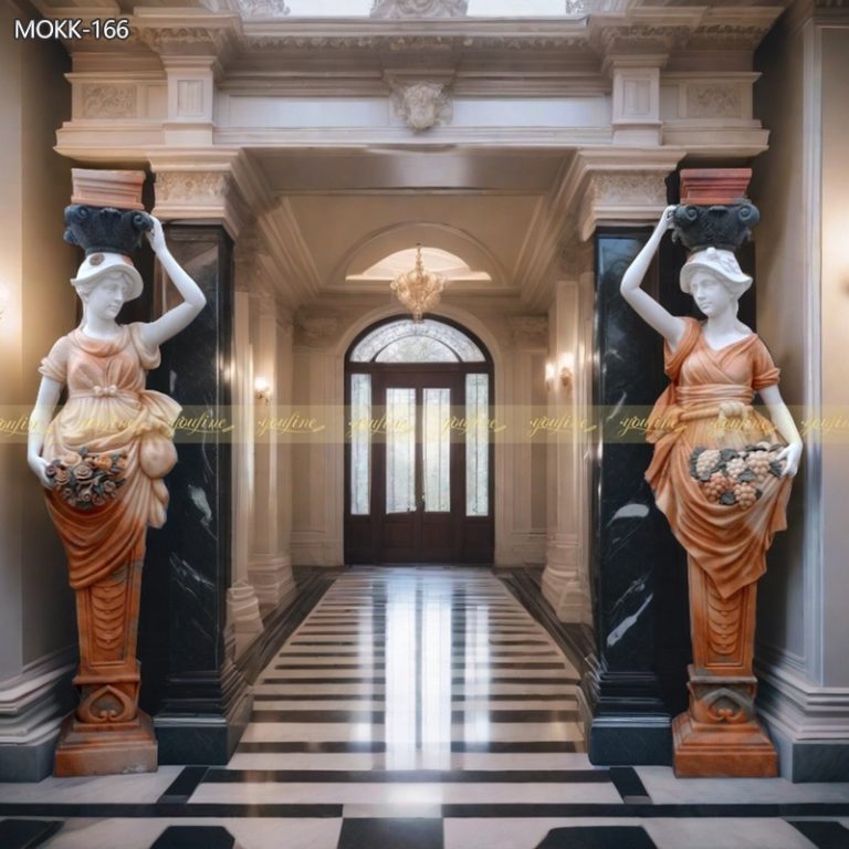 Modern Lady Statue Pillar For Driveway Entrance