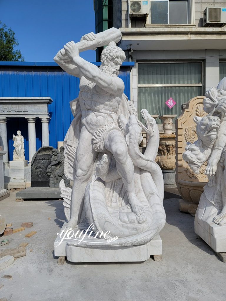 Greek Marble Hercules Fighting Hydra Statue