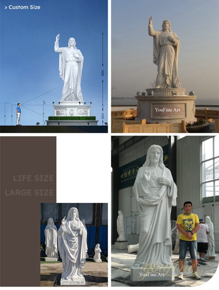 Life Size Sacred Heart of Jesus Christ Statue White Marble Sculpture ...