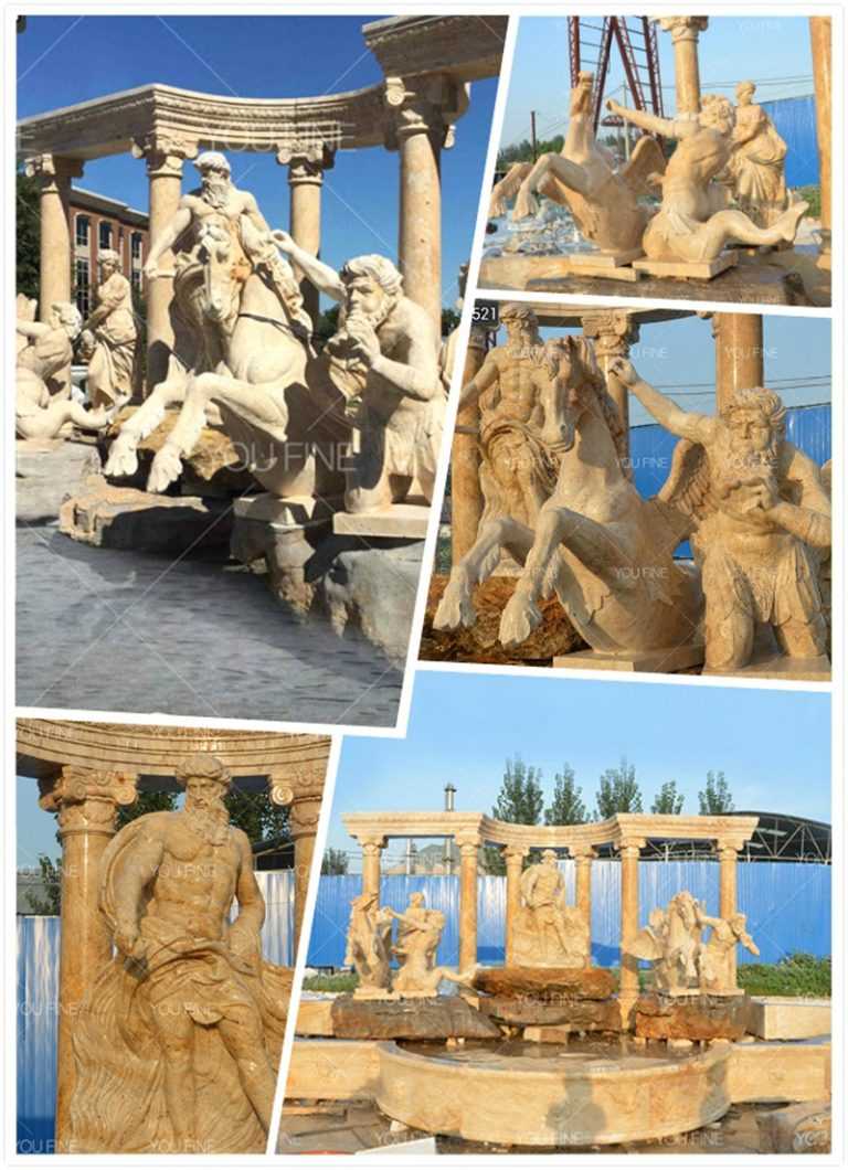 Large Outdoor Luxury Water Fountain with Roman Horse and Figure Statues ...