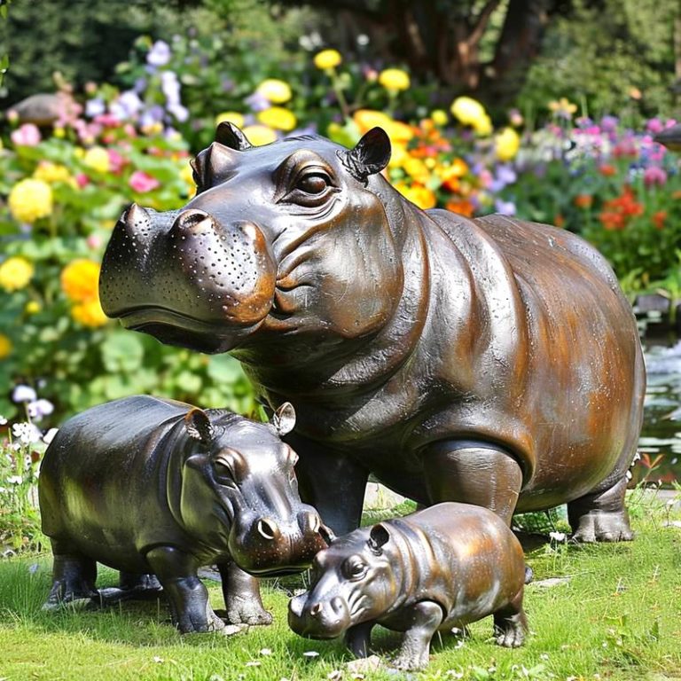 Outdoor Large Bronze Rhinoceros Statue Metal Wildlife Sculpture BOKK ...
