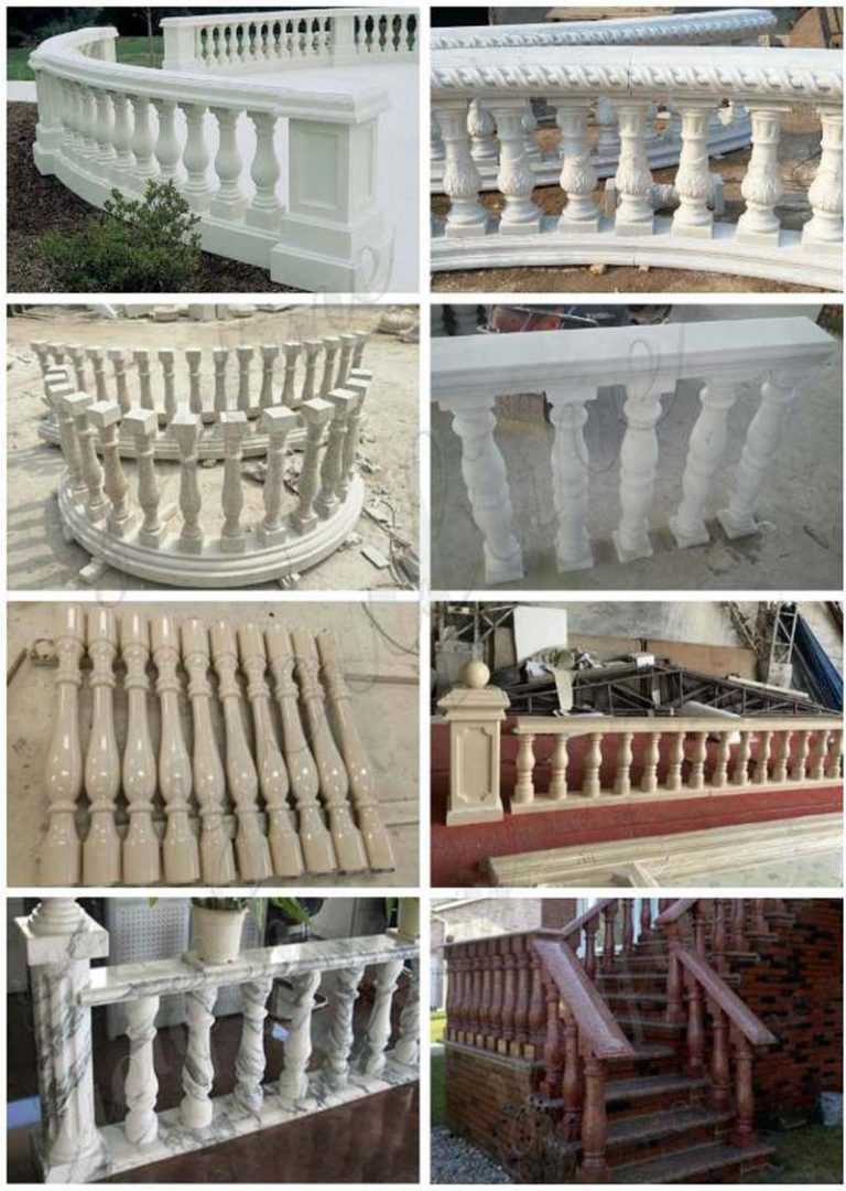 White Marble Stairs Pillars and Railings from Factory Supply MOKK-364
