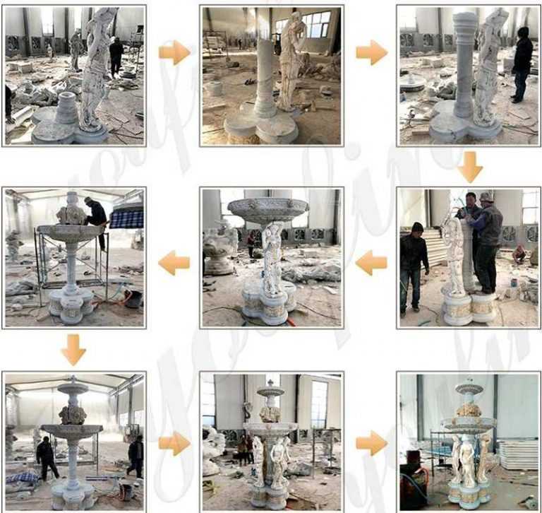 Large Outdoor Two Tiered Stone Fountain Garden Decor Supplier MOKK-549