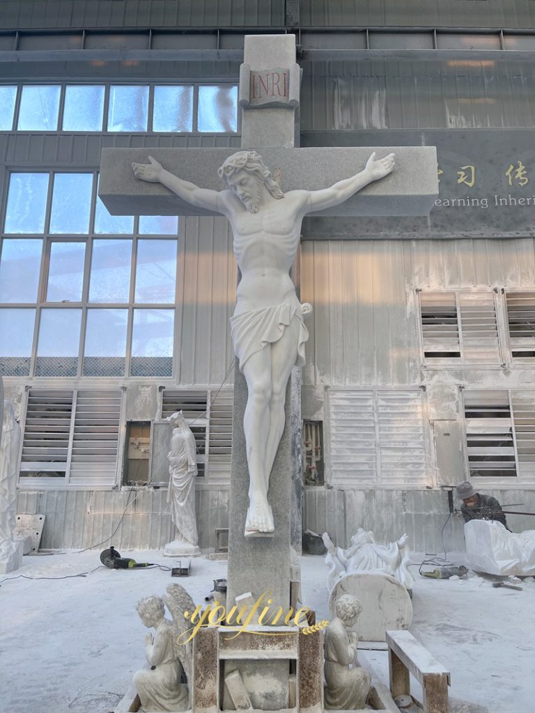 Religious Marble Altar Jesus Statue on Cross for Sale