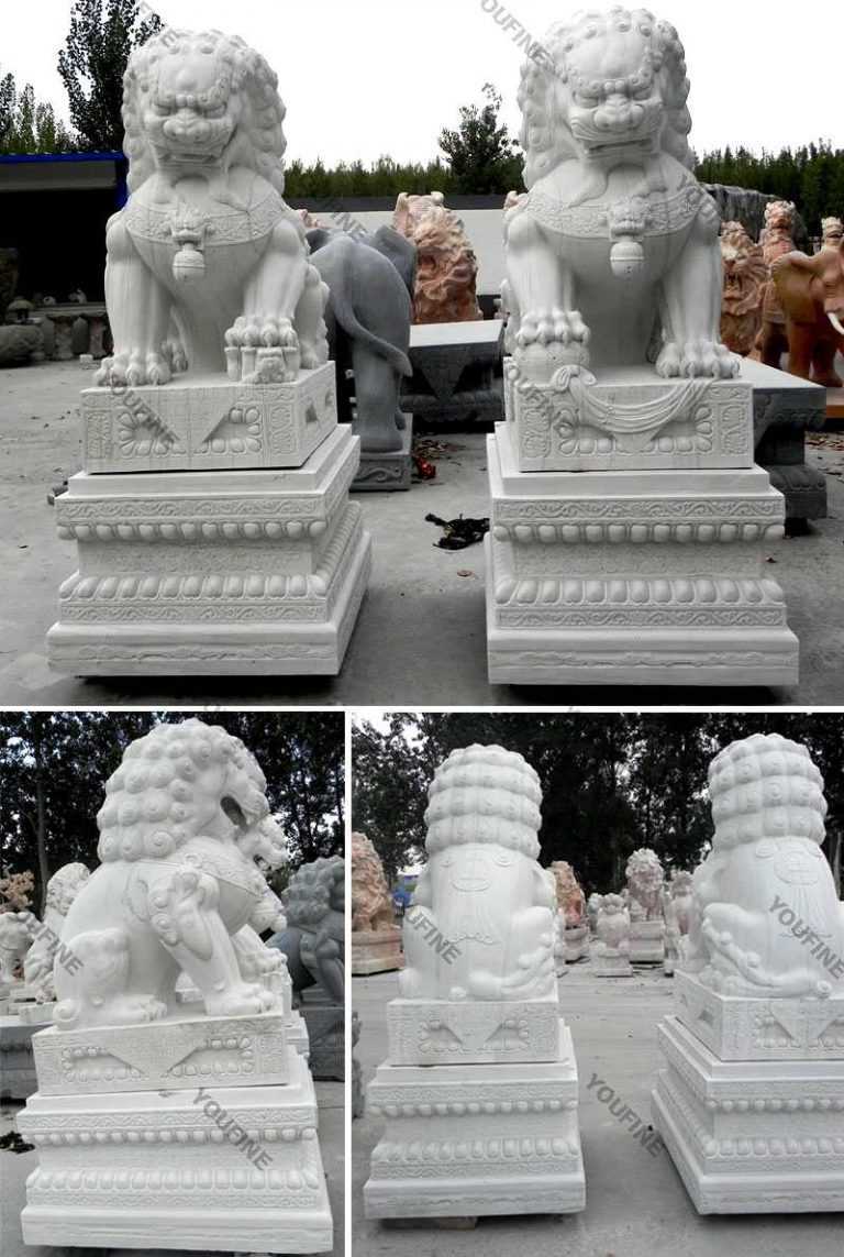Large Foo Dog Statues for Sale Outdoor Marble Lion Statues MOKK-120