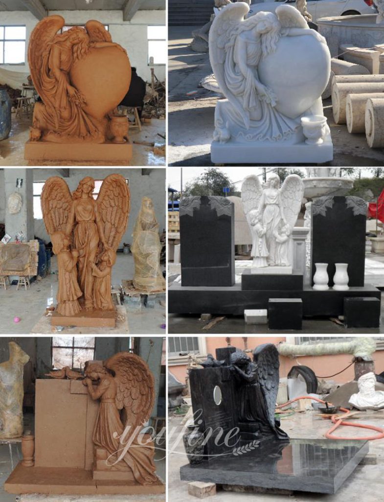 Where to Buy White Marble Angel Headstones for Graves Online MOKK-558