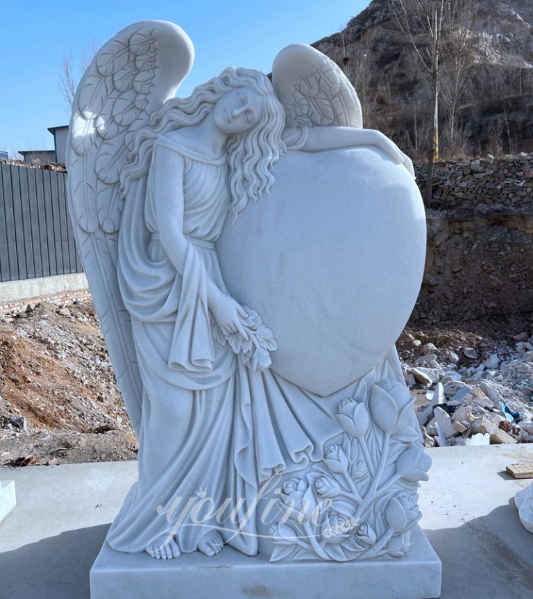 Hand Carved White Marble Angel Monument Supplier MOKK-977-YouFine Sculpture