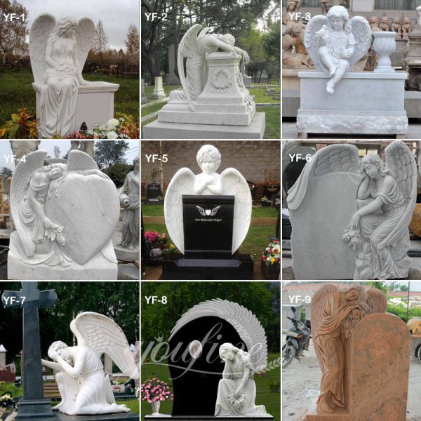 Where to Buy White Marble Angel Headstones for Graves Online MOKK-558