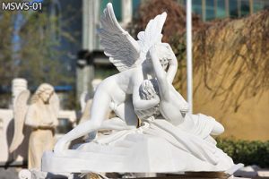 Hand Carved Famous Marble Statue of Cupid and Psyche