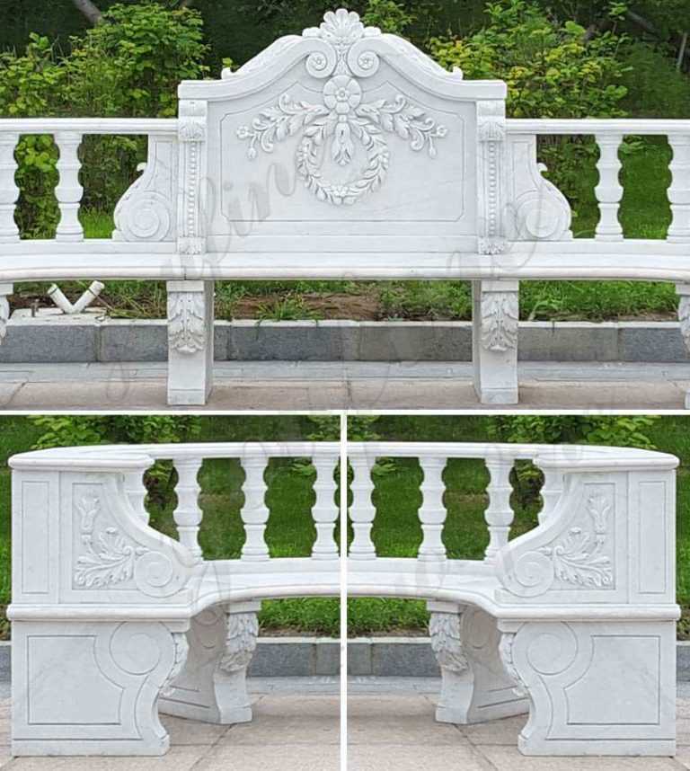 Hand Carved Outdoor White Marble Garden Bench Supplier MOKK-603 ...