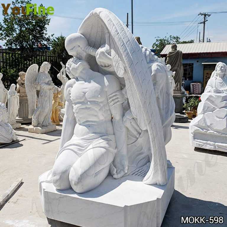 Hand Carved White Marble The Kiss of Death Statue for Sale MOKK-598