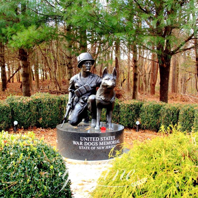 Memorial Bronze Military Dog and Soldier Statue BOKK-37