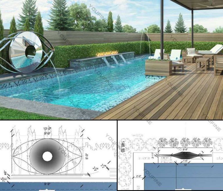 Contemporary Outdoor Metal Sculpture for Swimming Pool Decor