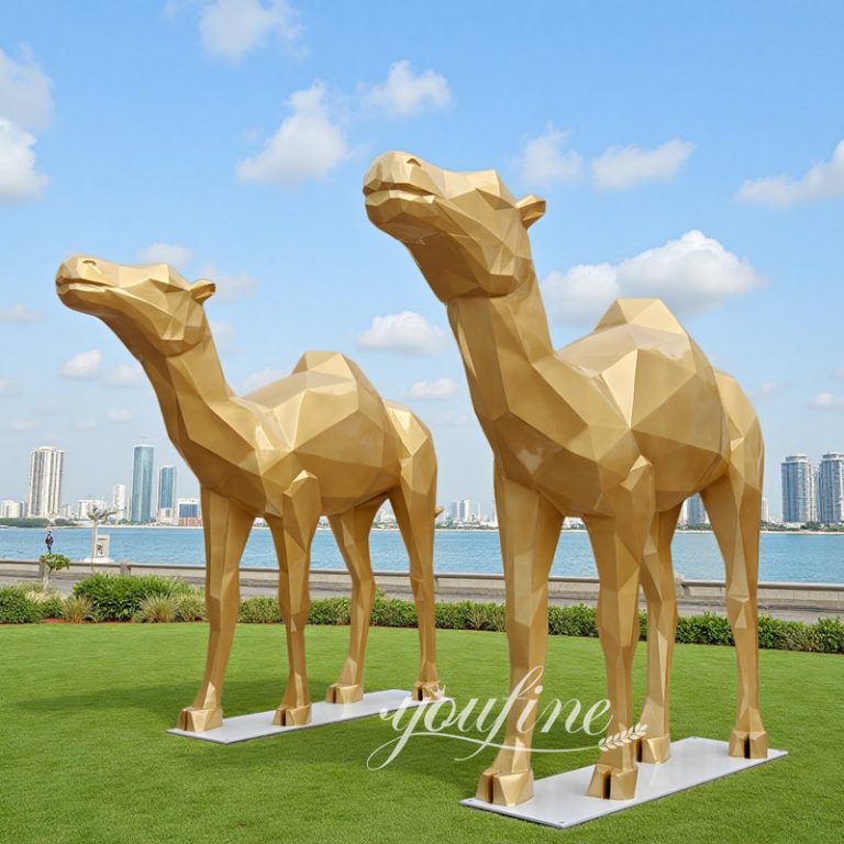 Modern Gold Metal Camel Statue