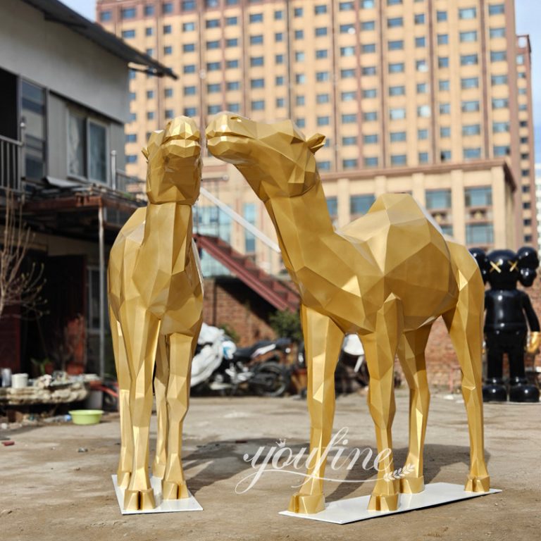 Modern Gold Metal Camel Statue