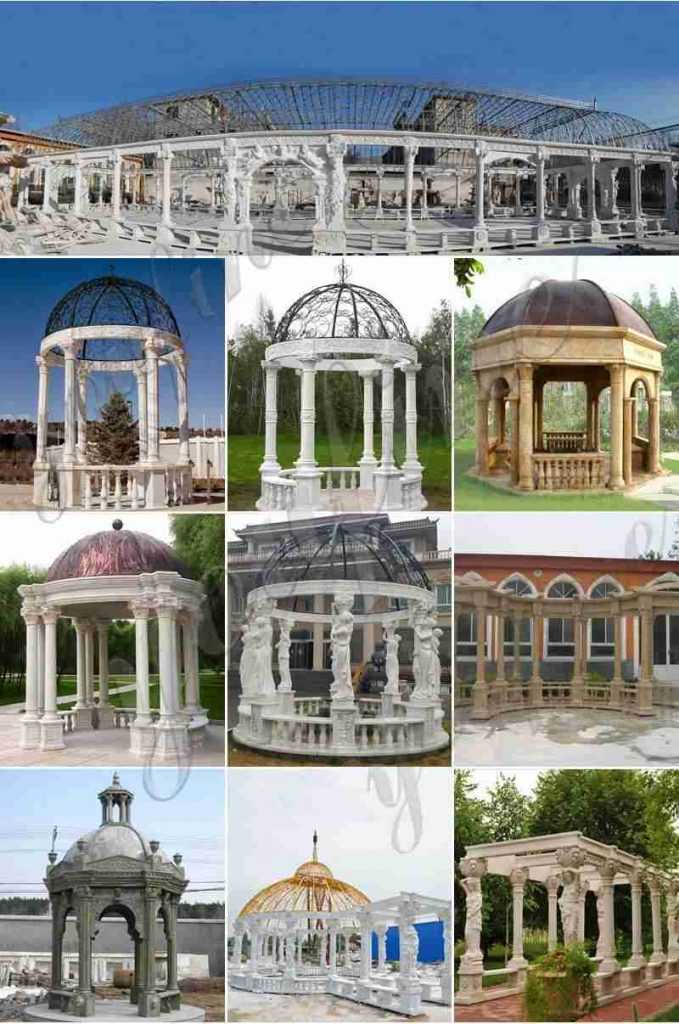 Classic Roman Style Beige Marble Column Gazebo Supplier MOKK-638
