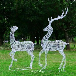 Beautiful Deer Sculpture Made of Stainless Steel Wire for Sale CSS-151
