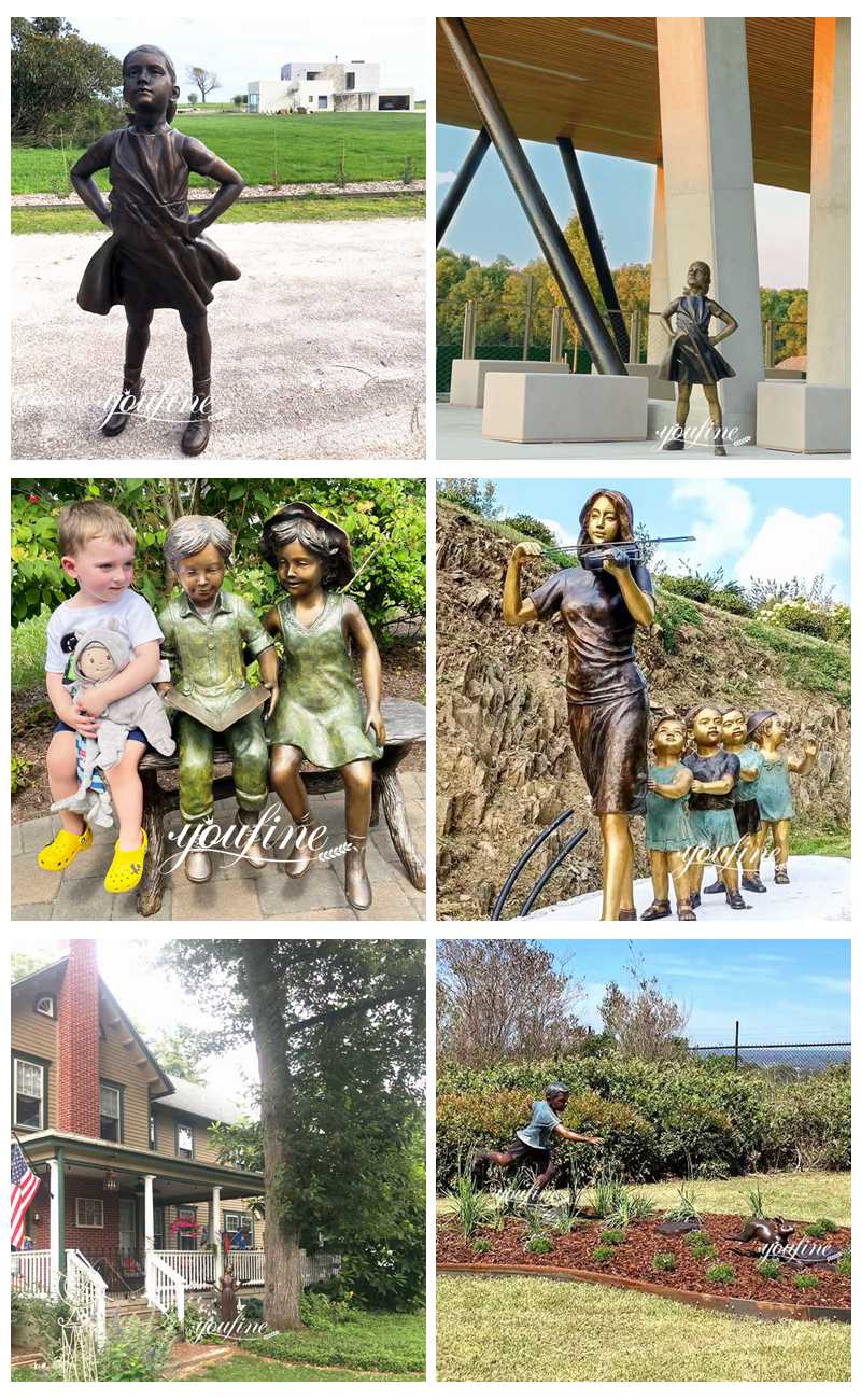 Outdoor Garden Decoration Bronze Children Statue for Sale-YouFine