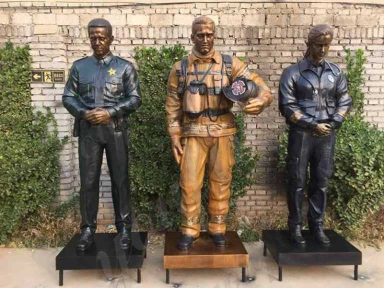 Custom Made Set of Bronze Officer Firefighter and EMS Statues for US ...
