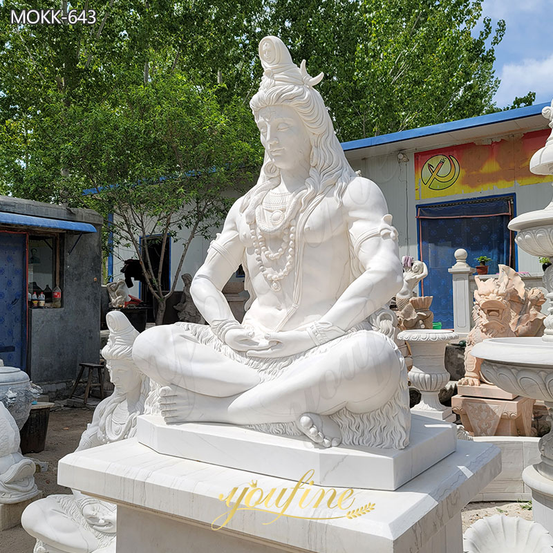 Custom Made White Marble Shiva Statue for Sale