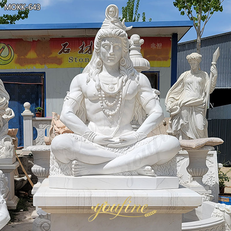 Custom Made White Marble Shiva Statue for Sale
