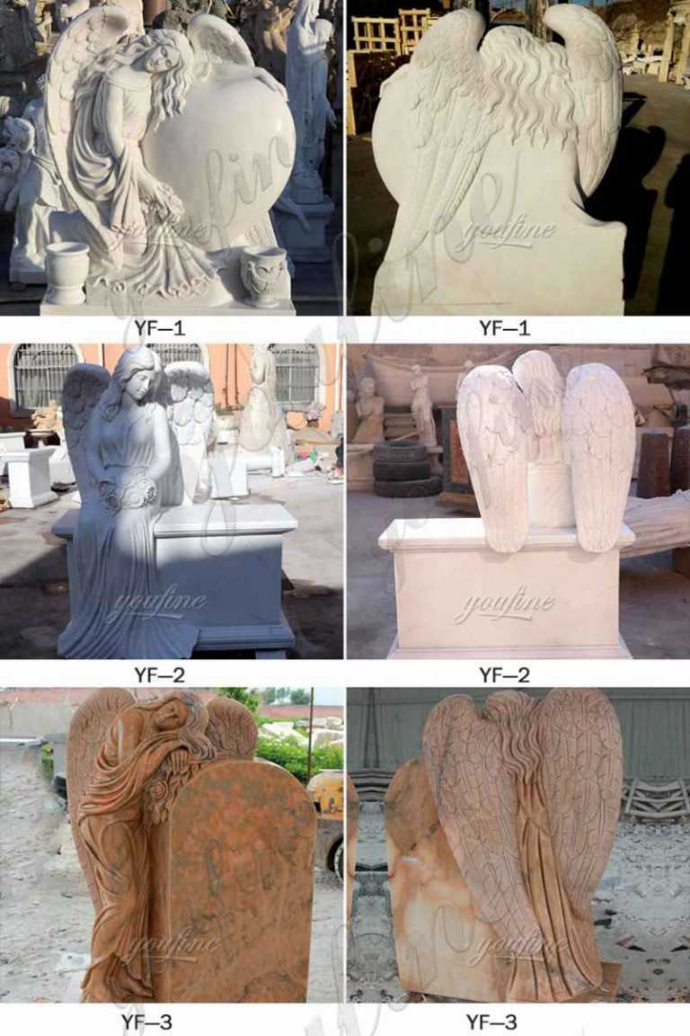 White Marble Baby Angel Headstone Monument Design for Sale MOKK-568