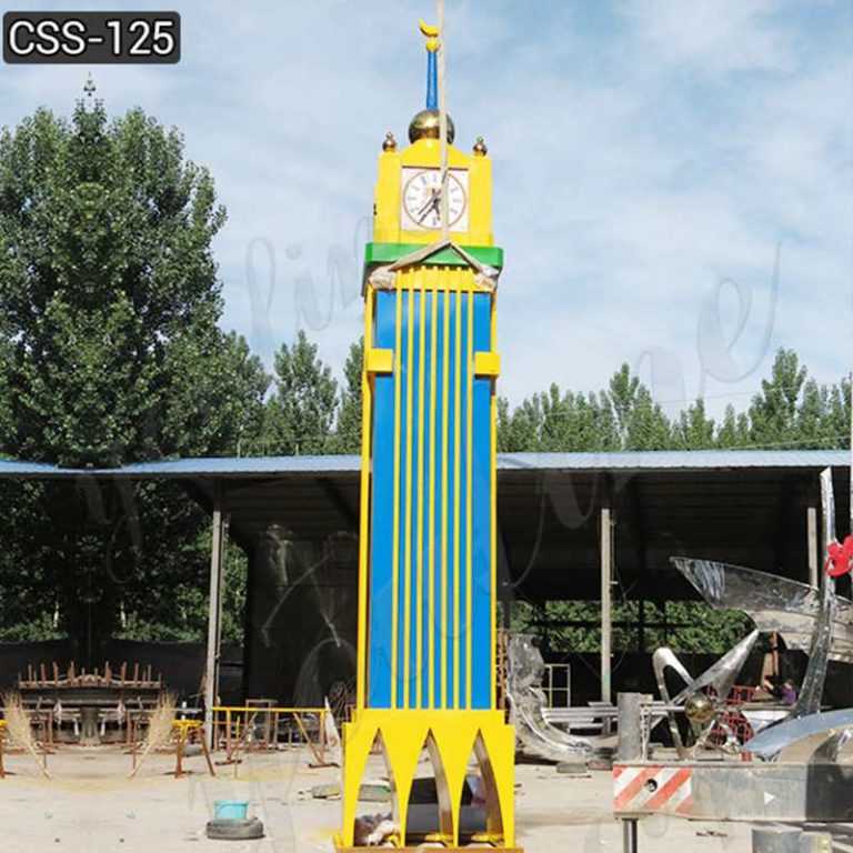 Large Outdoor Modern Bell Tower Stainless Steel Clock Sculpture for ...