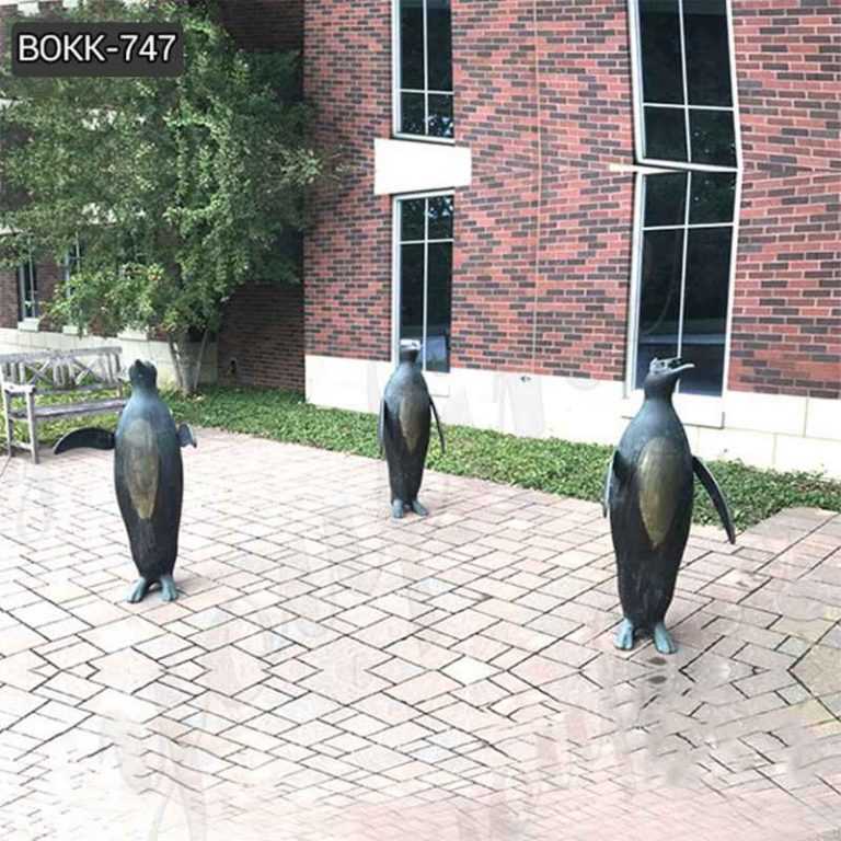 Small Penguin Family Solid Bronze Sculpture for Garden Decor BOKK-750