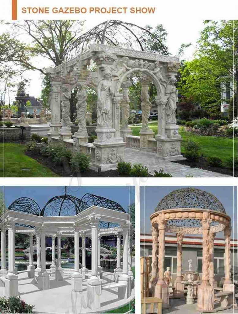 Italian White Marble Gazebo with Wrought Iron Dome Designs Suppliers ...