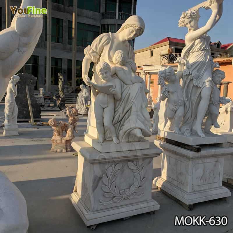 Hand Carved White Marble Woman and Children Statue for Sale MOKK-630